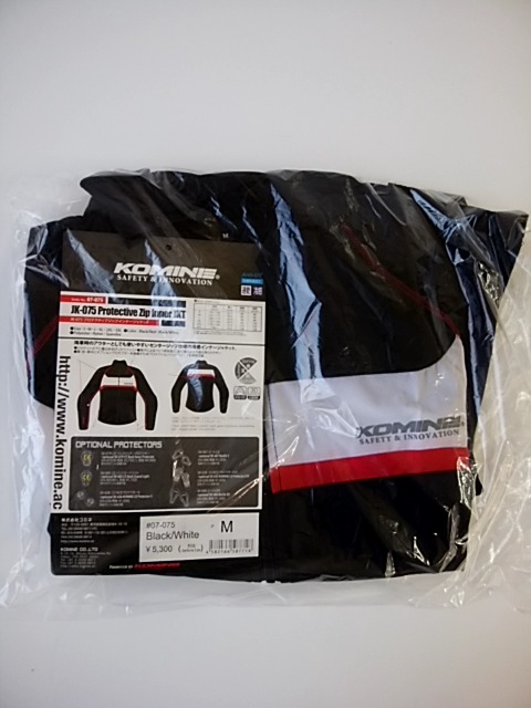【ECJOY!】 KOMINE アウトレット商品 JK－075 P ZIP INNER JKT BLK／WHT M 07－075／BK／WH／M【特価￥1,980～】