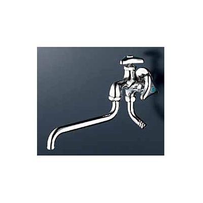 【ECJOY!】 KVK 横水栓 13(2口・吐水口回転・ホース接続・逆止)K124SPJ【特価￥4,090】